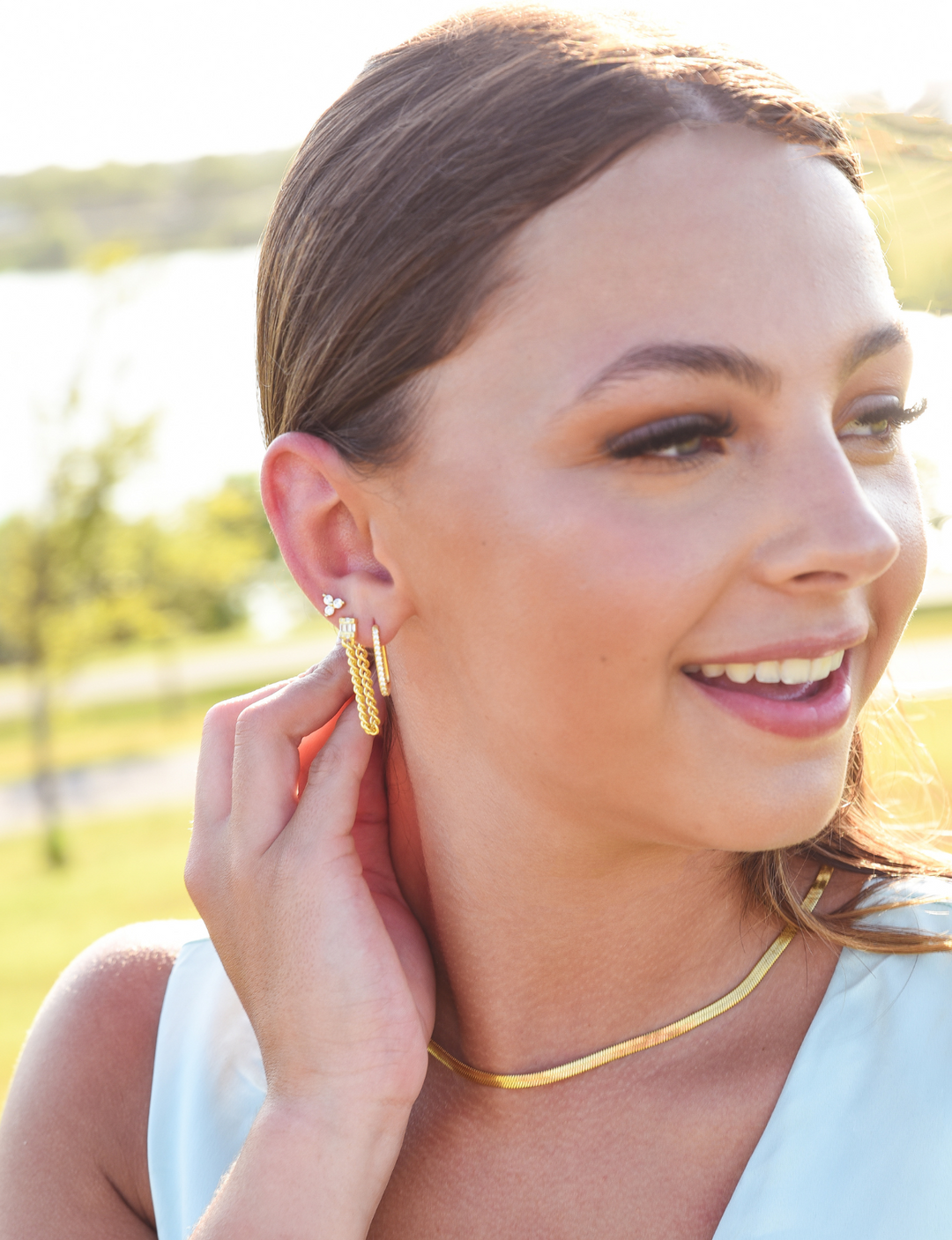 Modish Triple Crystal Studs – BURDLIFE